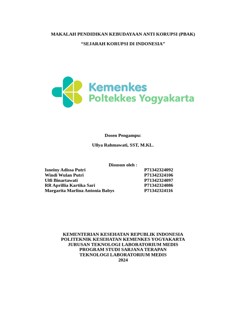 MAKALAH Sejarah Korupsi Di Indonesia (K.8) | PDF