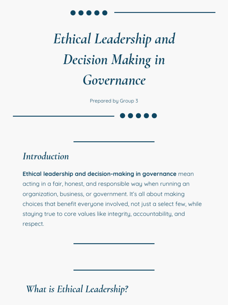 Ethical Leadership in Governance | PDF | Governance | Leadership
