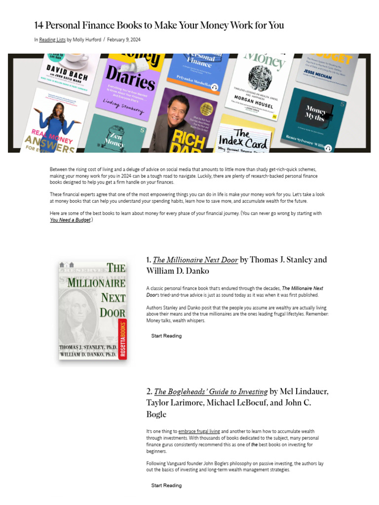 Top Personal Finance Books for 2024 | PDF | Cost Of Living | Money