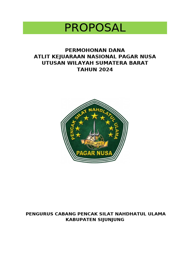 PROPOSAL ATLIT KEJURNAS PAGAR NUSA Sah | PDF