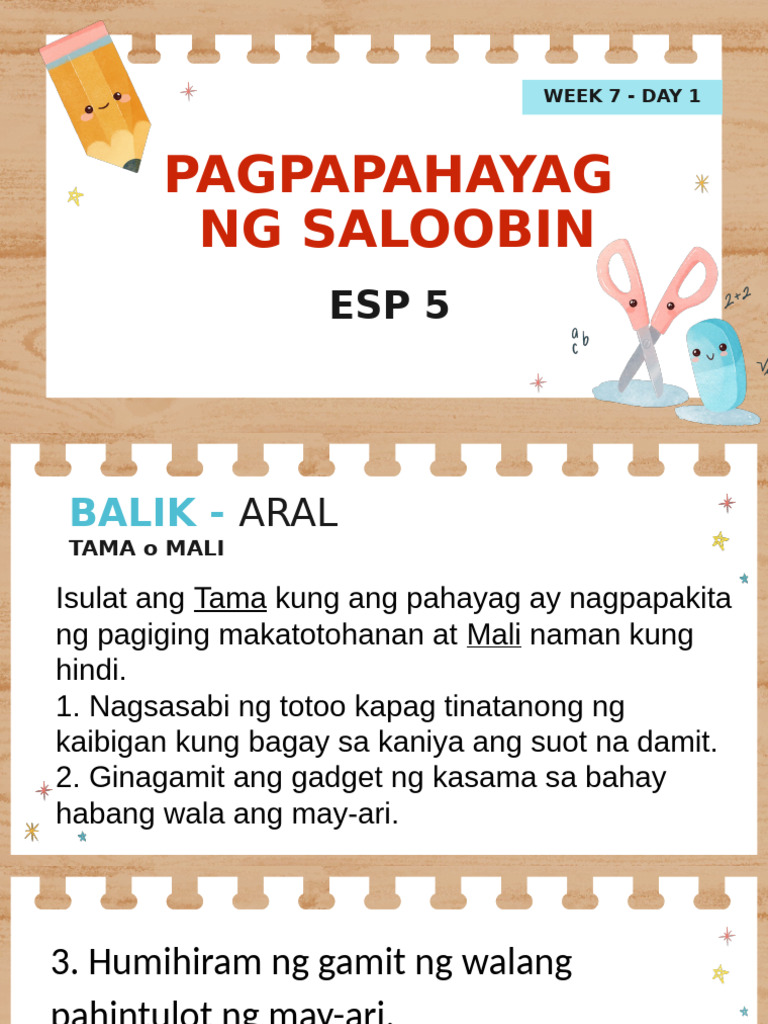 W7-ESP Grade 5 | PDF