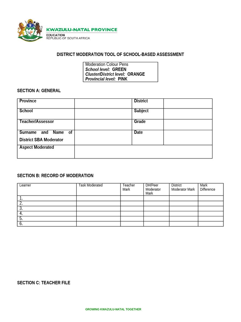 Final District Moderation Tool 27-11-24 | PDF | Educational Assessment ...
