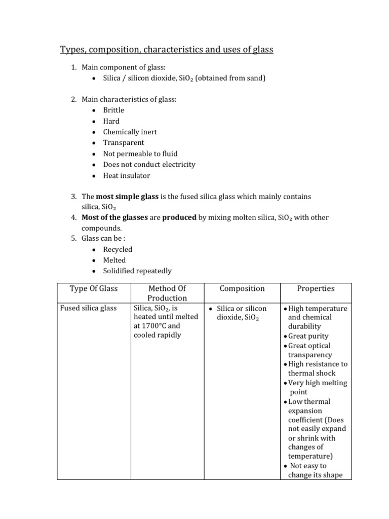 Glass Classification Overview | PDF | Home & Garden