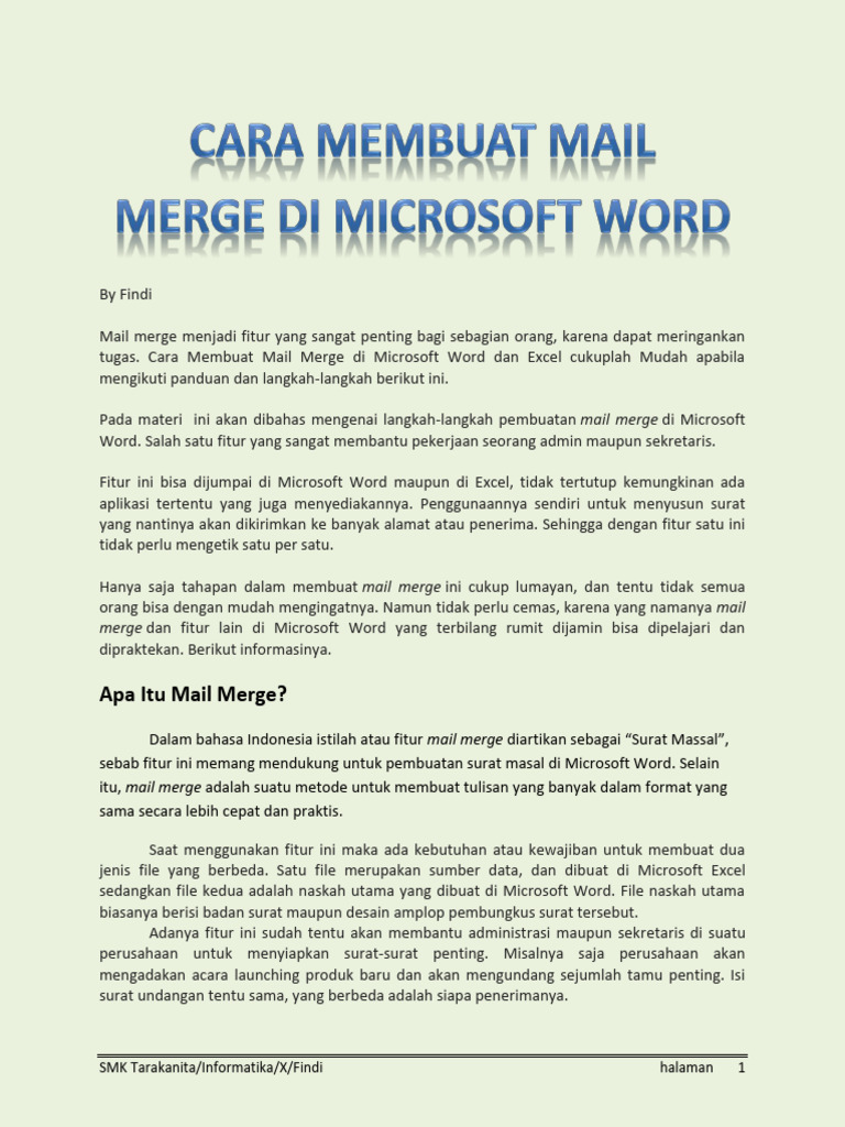 Panduan Mail Merge di Word dan Excel | PDF