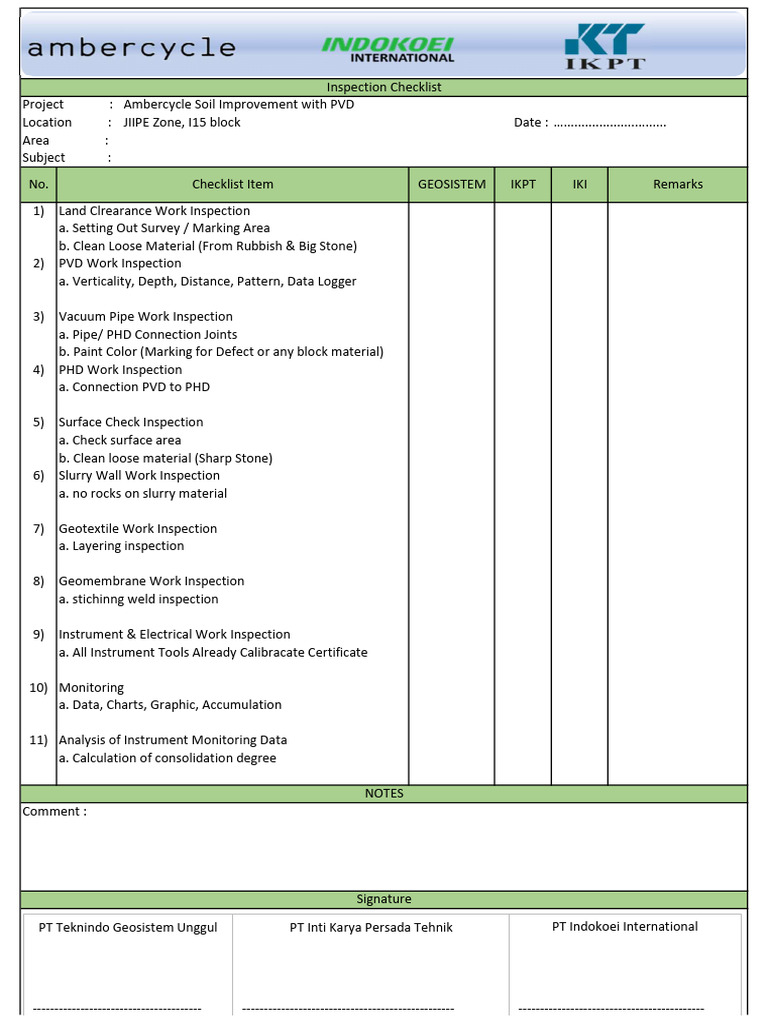 Form Inspection Report - Soil Improvement | PDF