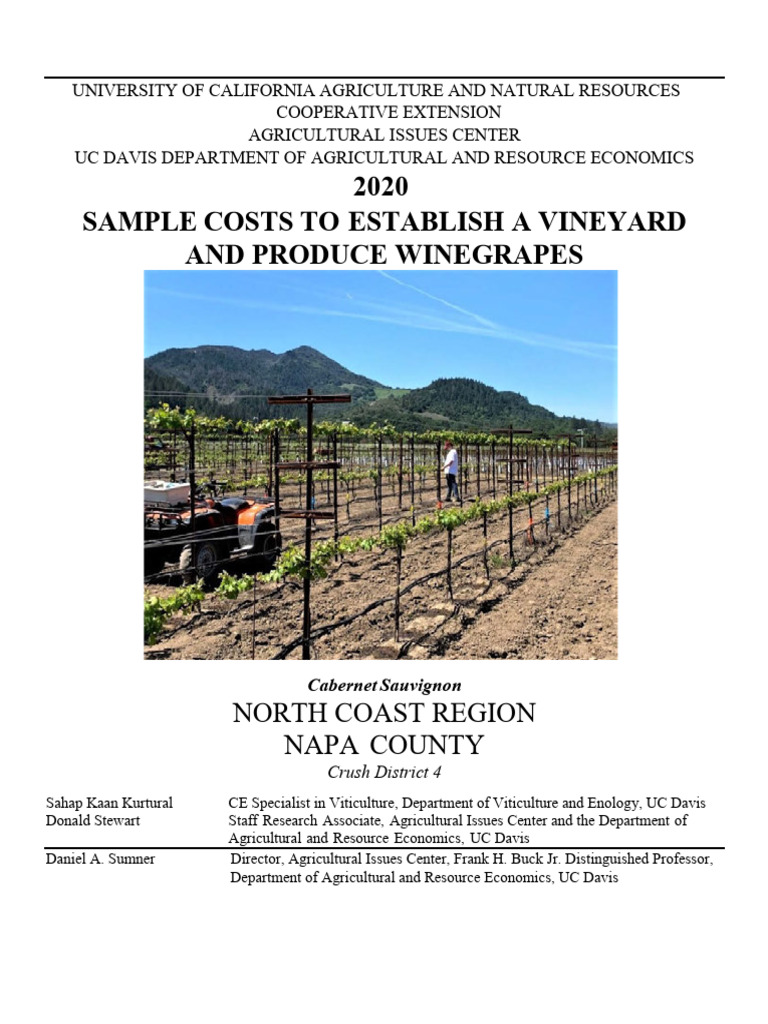 Vineyard Establishment Costs for Napa | PDF | Overtime | Vineyard