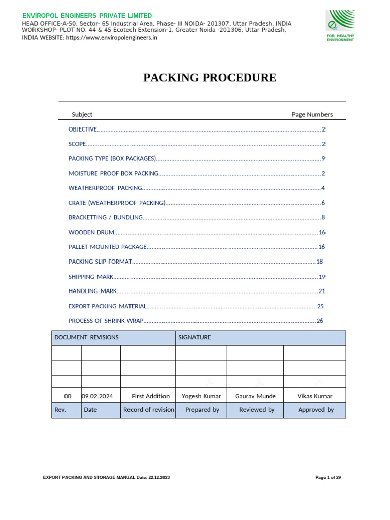 Procedure For Packing | PDF | Crane (Machine) | Pipe (Fluid Conveyance)