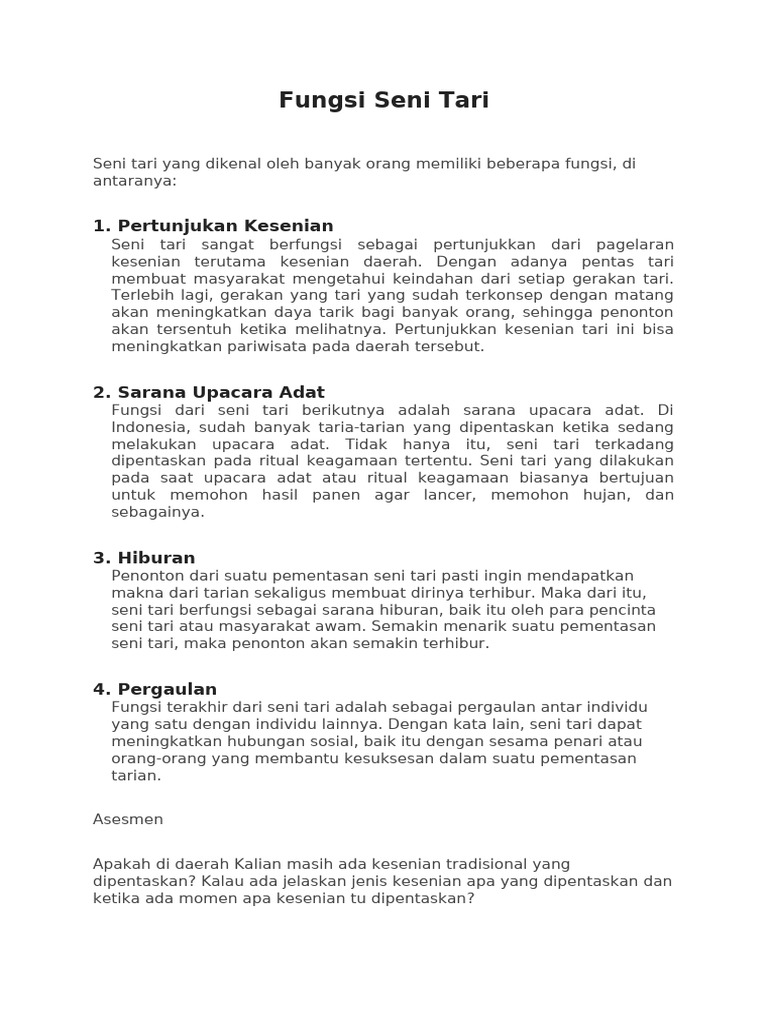 1.Fungsi Seni Tari | PDF