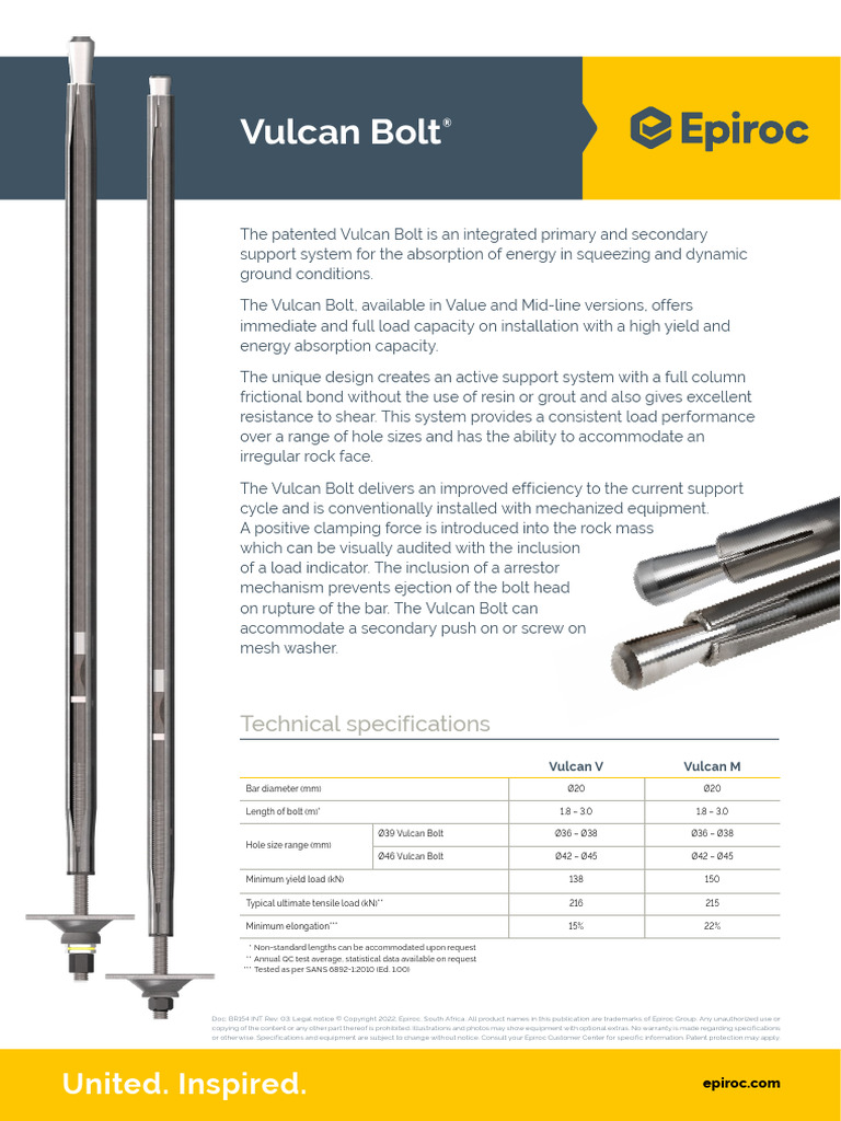 Epiroc Vulcan Bolt Brochure | PDF | Screw | Mechanical Engineering