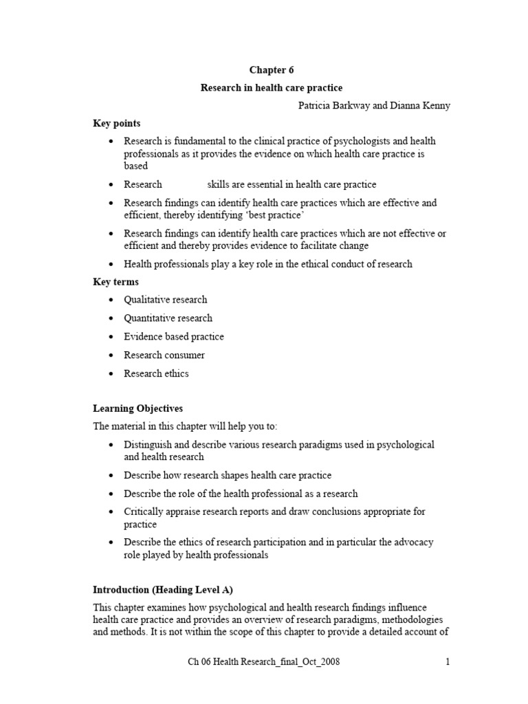 Research For Health Care Practice | PDF | Randomized Controlled Trial ...