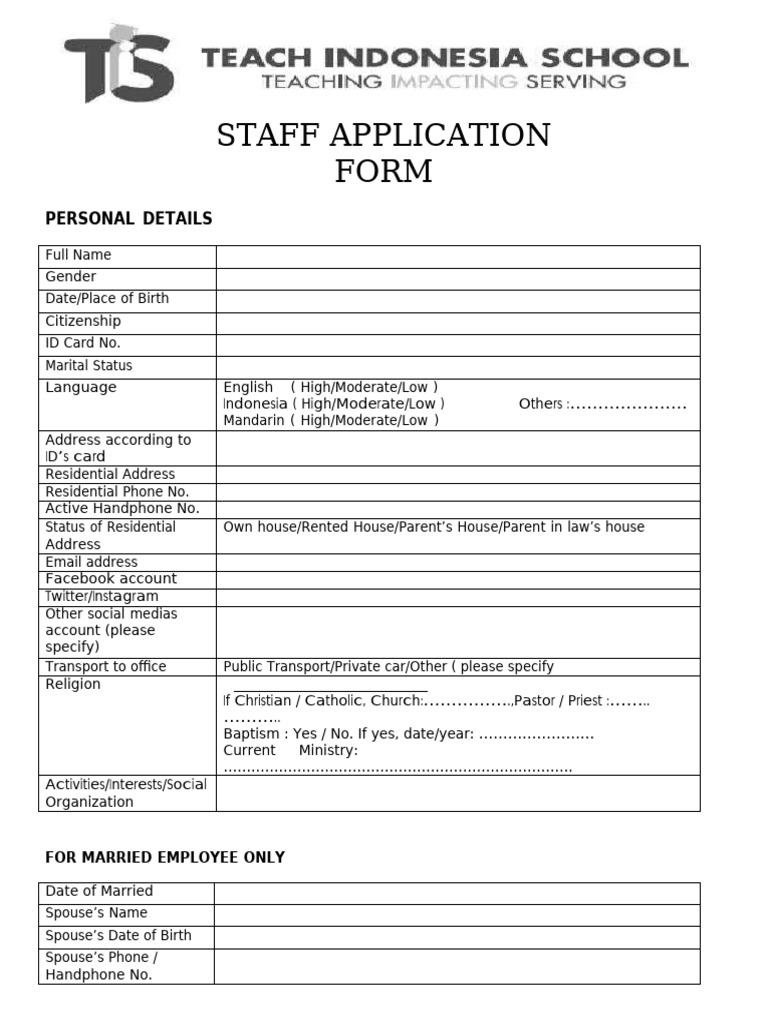 Staff Application Form Rev.1.3 | PDF