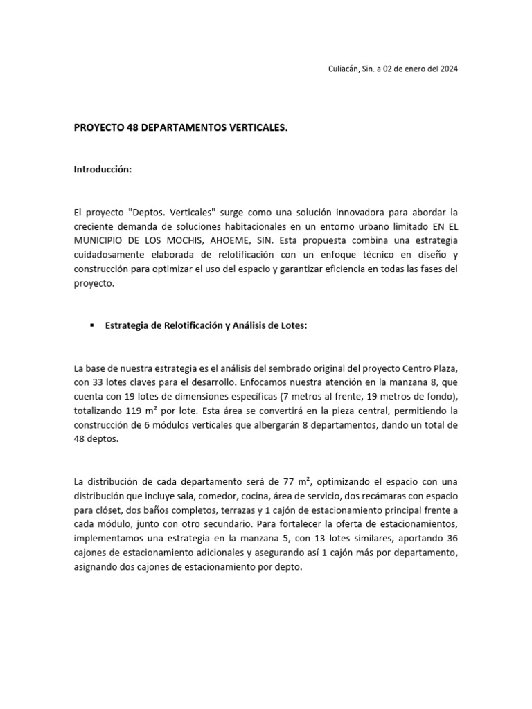 Proyecto Vertical 48 Departamentos | PDF | Marketing | Mercado (economía)