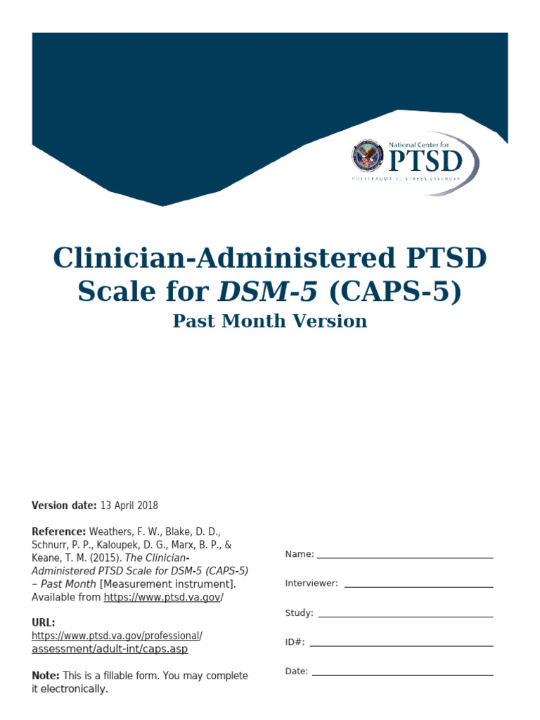 CAPS-5 PTSD Assessment Guide | PDF | Psychological Trauma | Cognitive ...