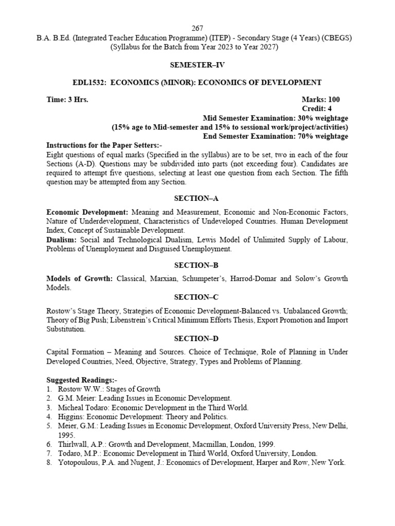 Edl1532 - Economics (Minor) - Economics of Development | PDF ...
