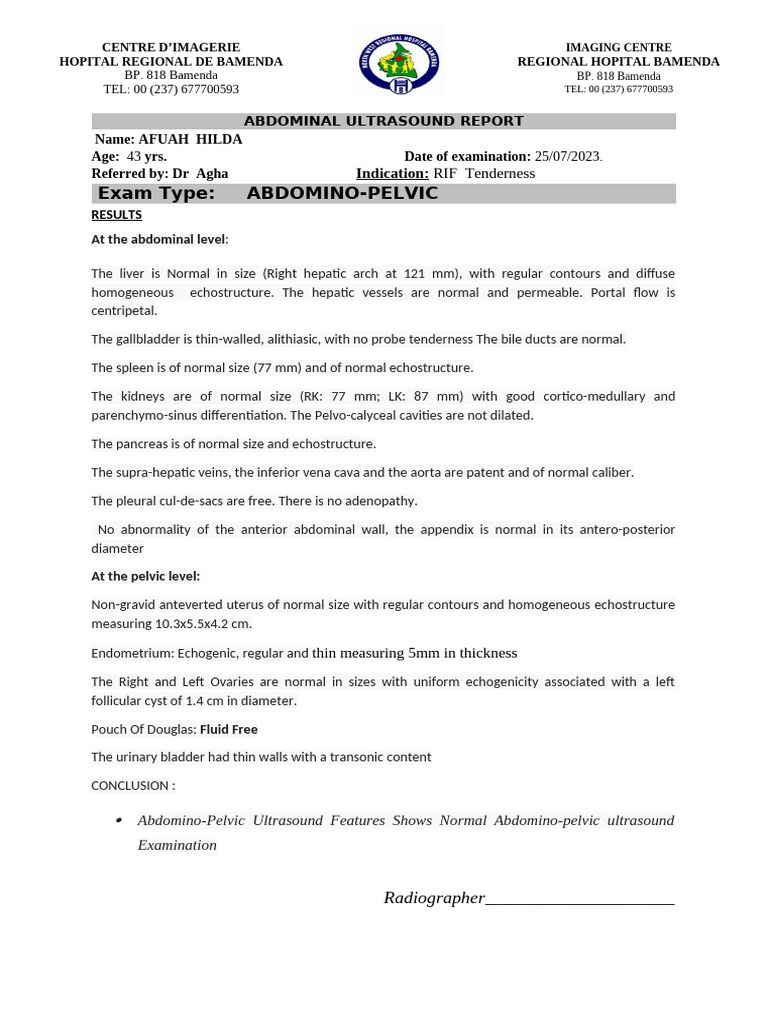 Normal Abdominal Ultrasound Report | PDF