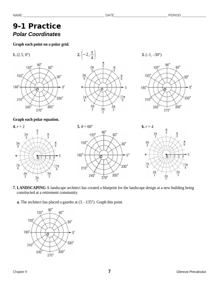 Practice Worksheet Polar Coordinates | PDF