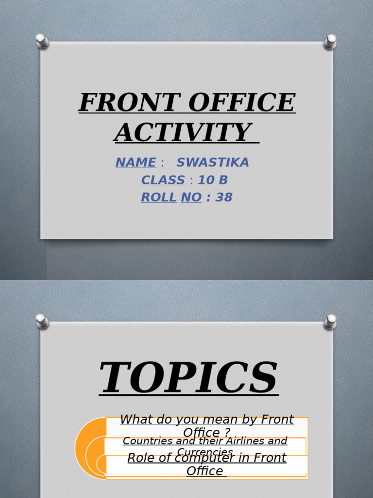 Front Office Guide: Roles, Airlines, Currencies | PDF