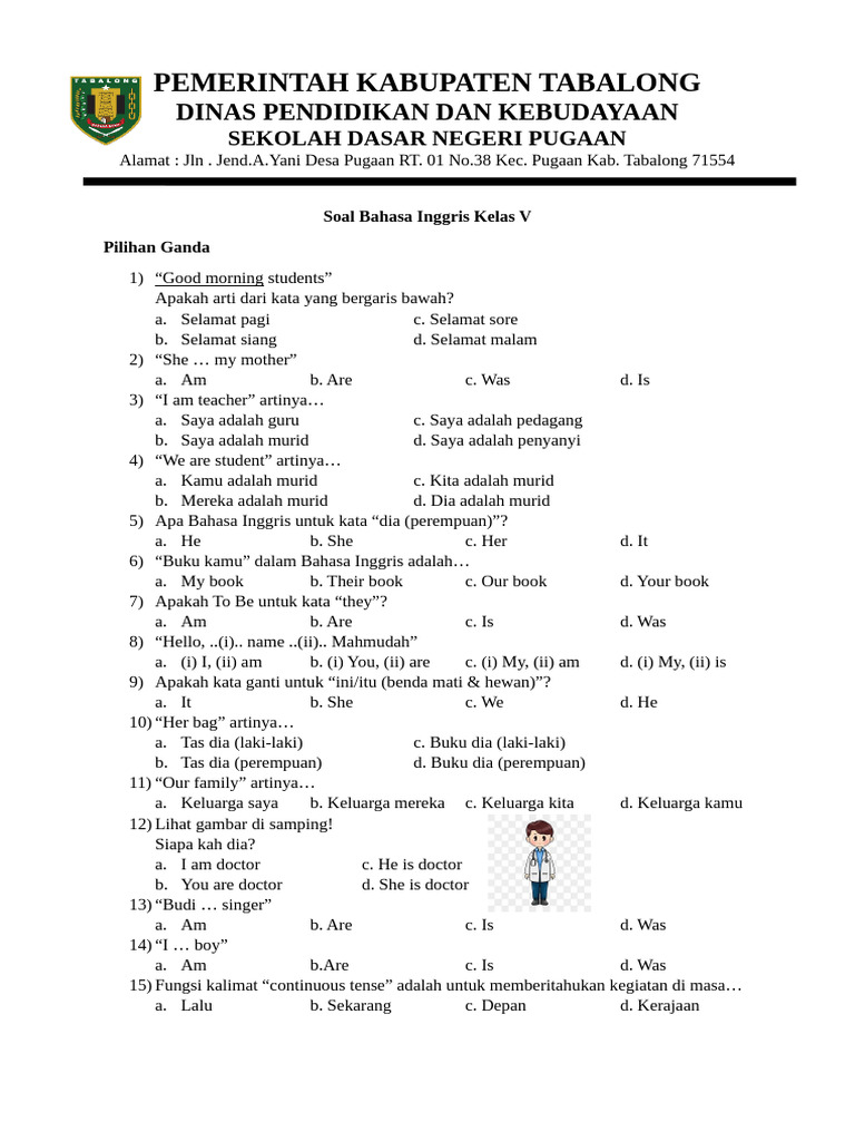 Soal Bahasa Inggris Kelas VI | PDF