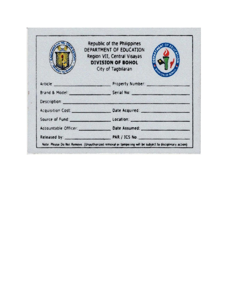 Sample Property Sticker | PDF