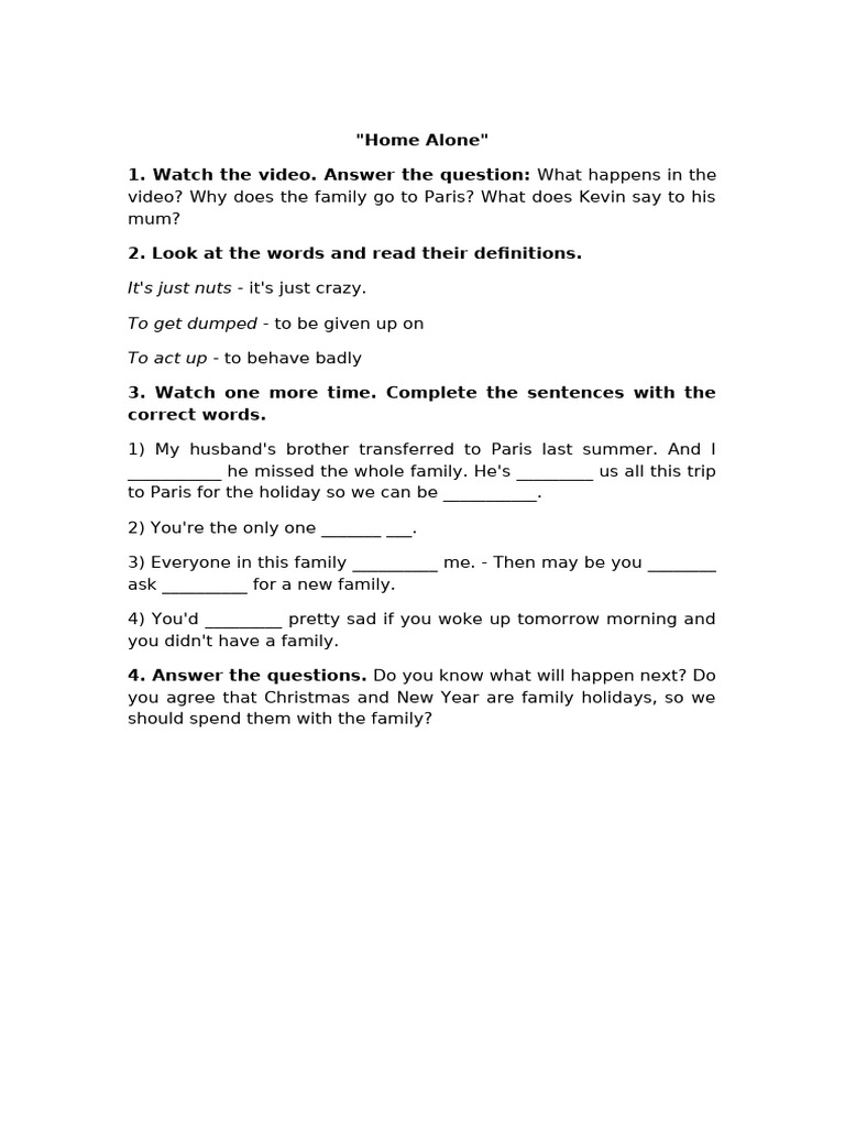 "Home Alone Video Discussion Guide" | PDF