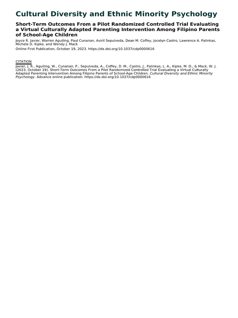 Short-Term Outcomes From A Filipino 2023 | PDF | Mental Health | Effect ...