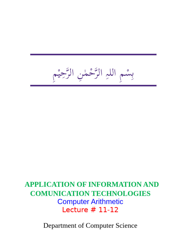 Lec 11-12 Computer Arithmetic | PDF | Multiplication | Theory Of Computation