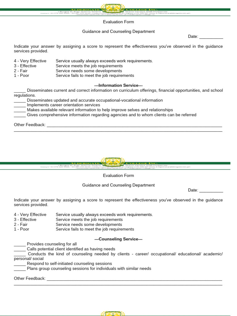 GUI Evaluation Form | PDF | School Counselor | Evaluation
