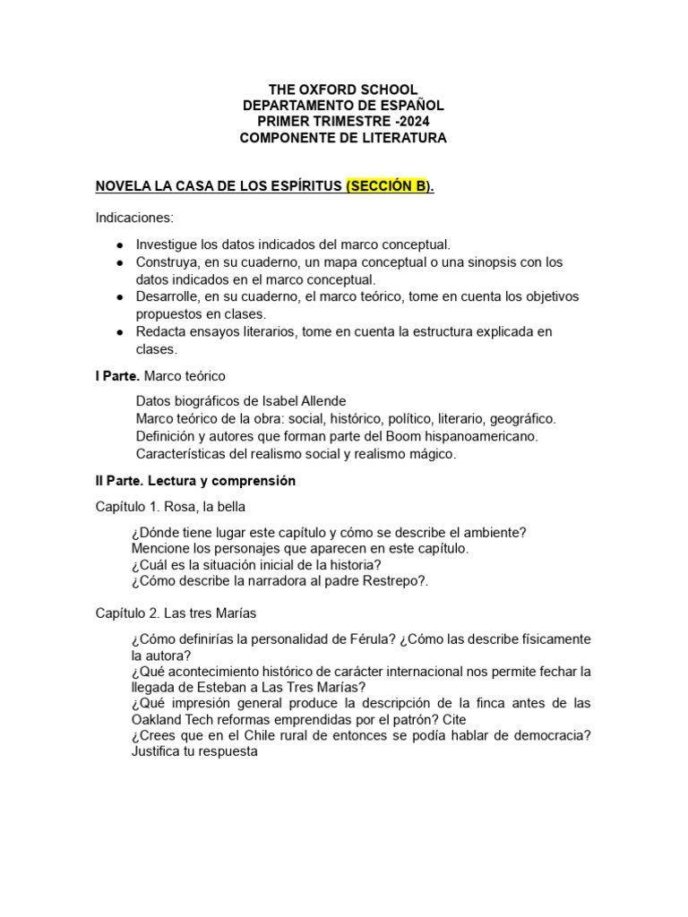 Análisis de "La casa de los espíritus" | PDF