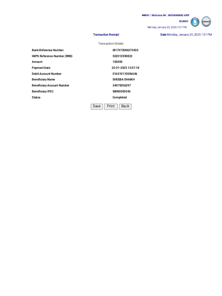 IMPS Transaction Successful | PDF