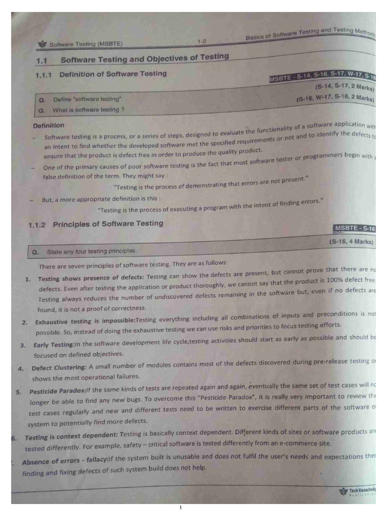 1 unit software testing | PDF 1 unit software testing | PDF