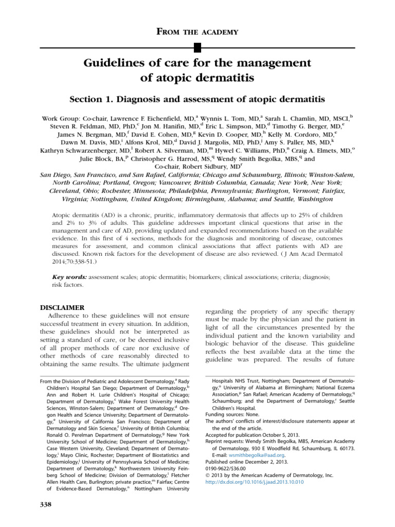Atopic Dermatitis Diagnosis Guidelines | PDF | Dermatitis | Allergy