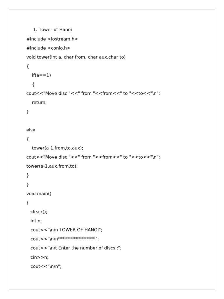 1.Tower of Hanoi | PDF