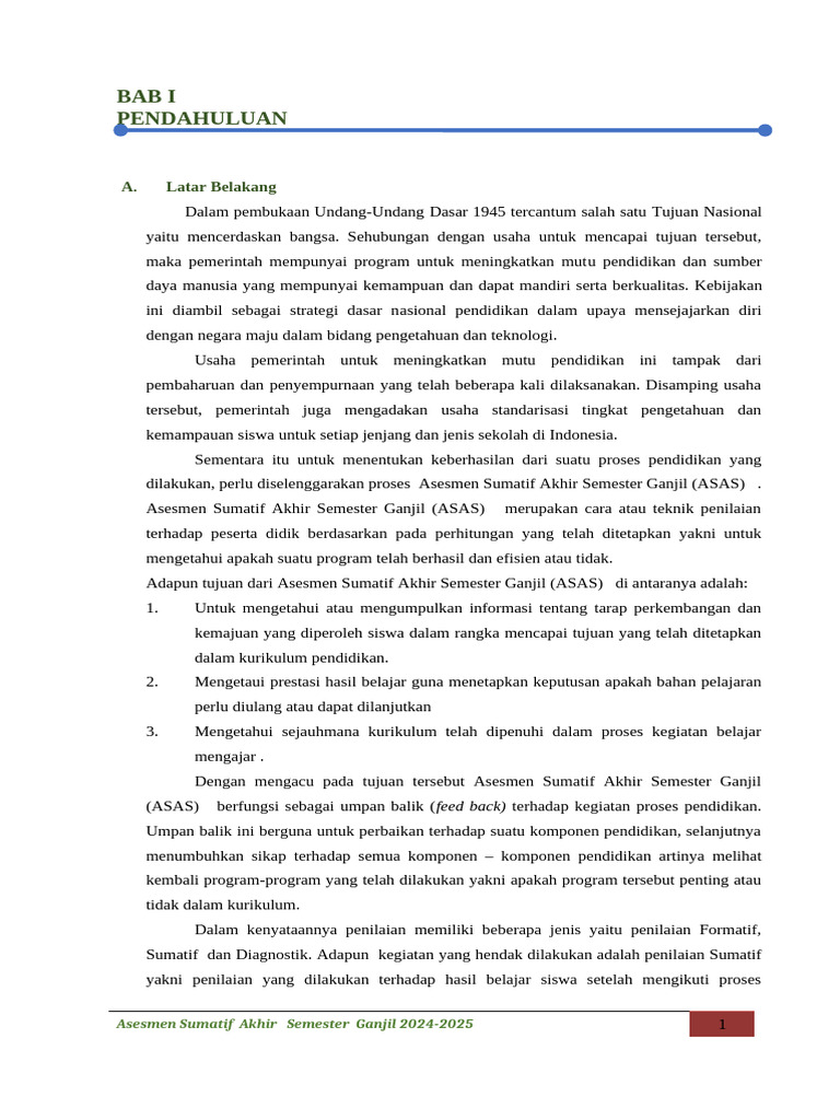 Program Kerja Asas Ganjil 2024-2025 | PDF