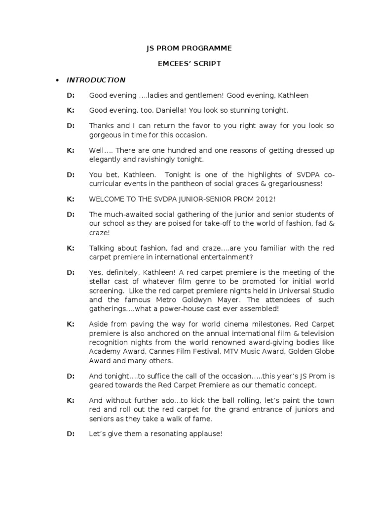 Emcee Script Js | PDF | Prom