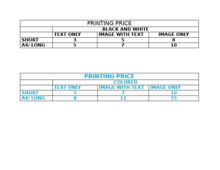 Printing Price | PDF