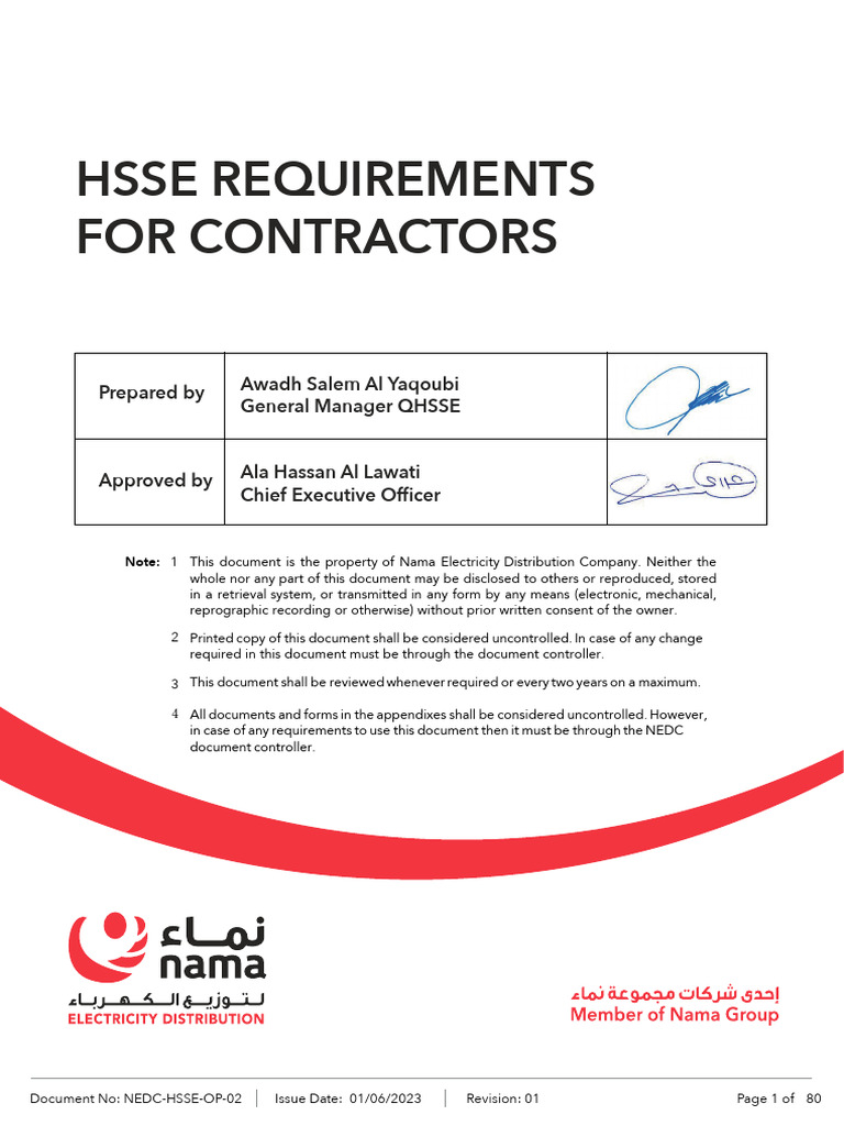 Contractor HSE Guidelines | PDF | Occupational Safety And Health | Safety
