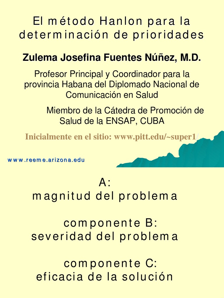 Método Hanlon para determinar prioridades en salud | PDF | Bienestar ...