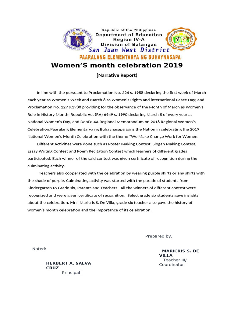 Women's Month Narrative | PDF