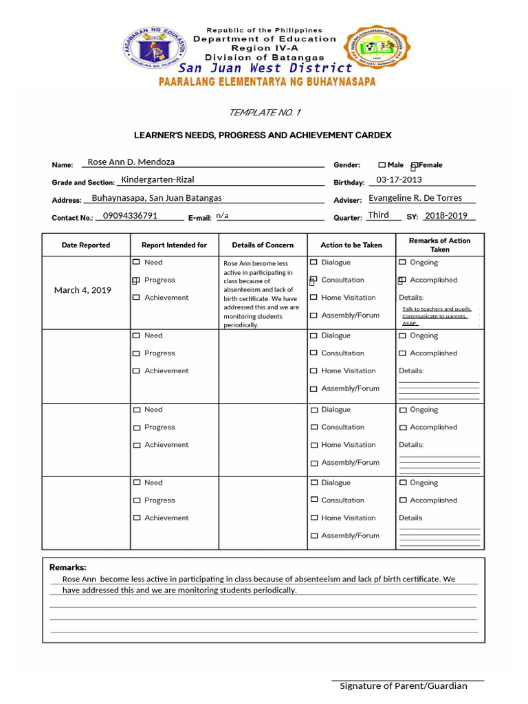 TEMPLATE NO.1 Learners Needs With EXAMPle | PDF