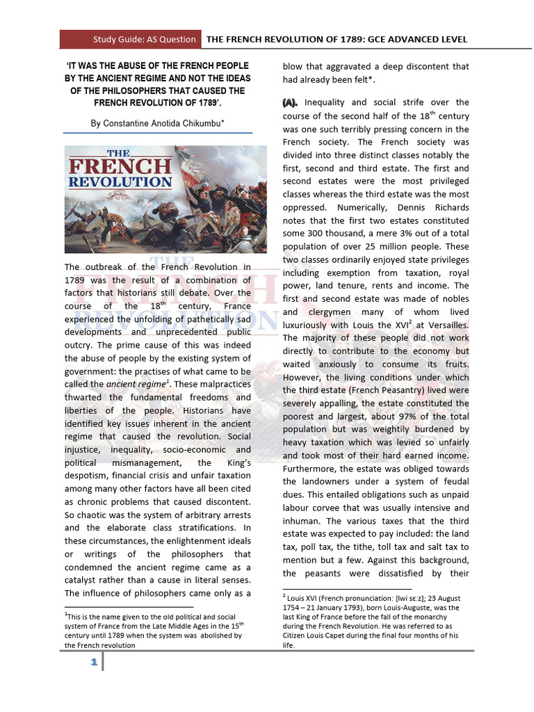 Causes of the French Revolution of 1789 (1) | PDF | French Revolution | Taxes