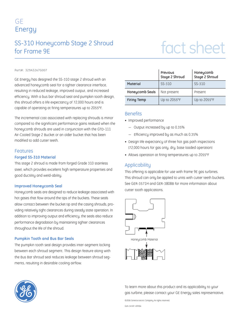 SS-310 Honeycomb Stage 2 Shroud | PDF | Gas Turbine | Gases