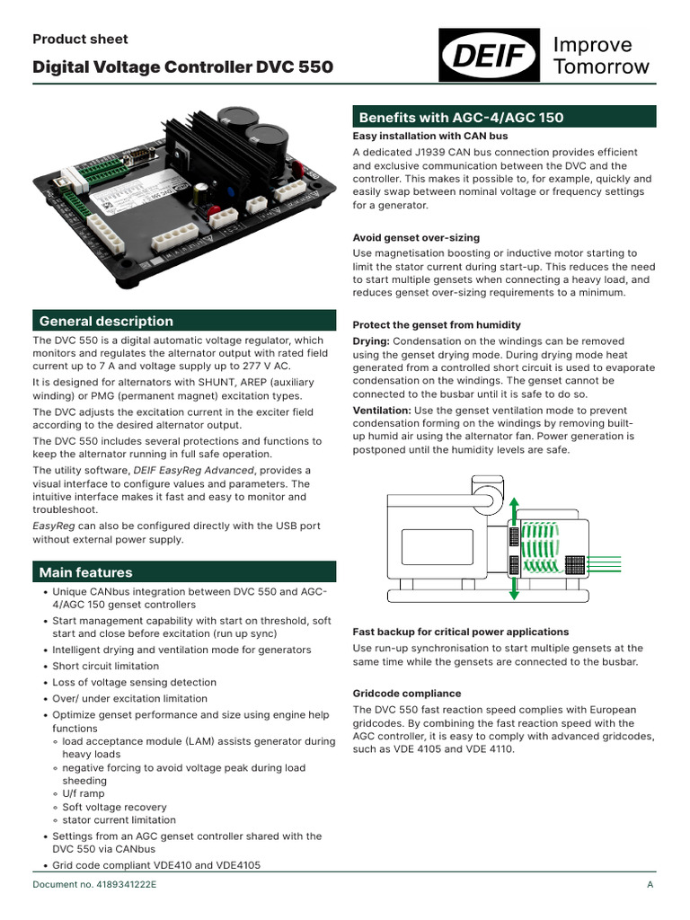 dvc-550-product-sheet-4189341222-uk | PDF | Electric Generator ...