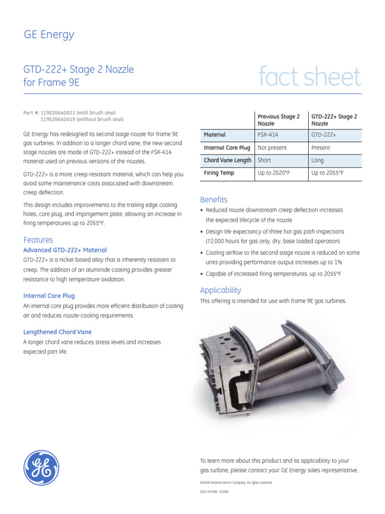 2nd Stage Nozzle GTD222+ | PDF | Gas Turbine | Creep (Deformation)