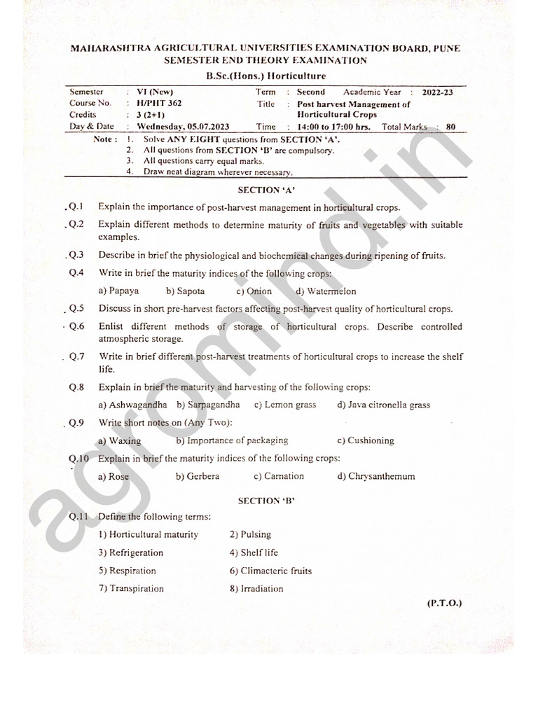 H-PHT-362 2022-23 QP | PDF | Agriculture