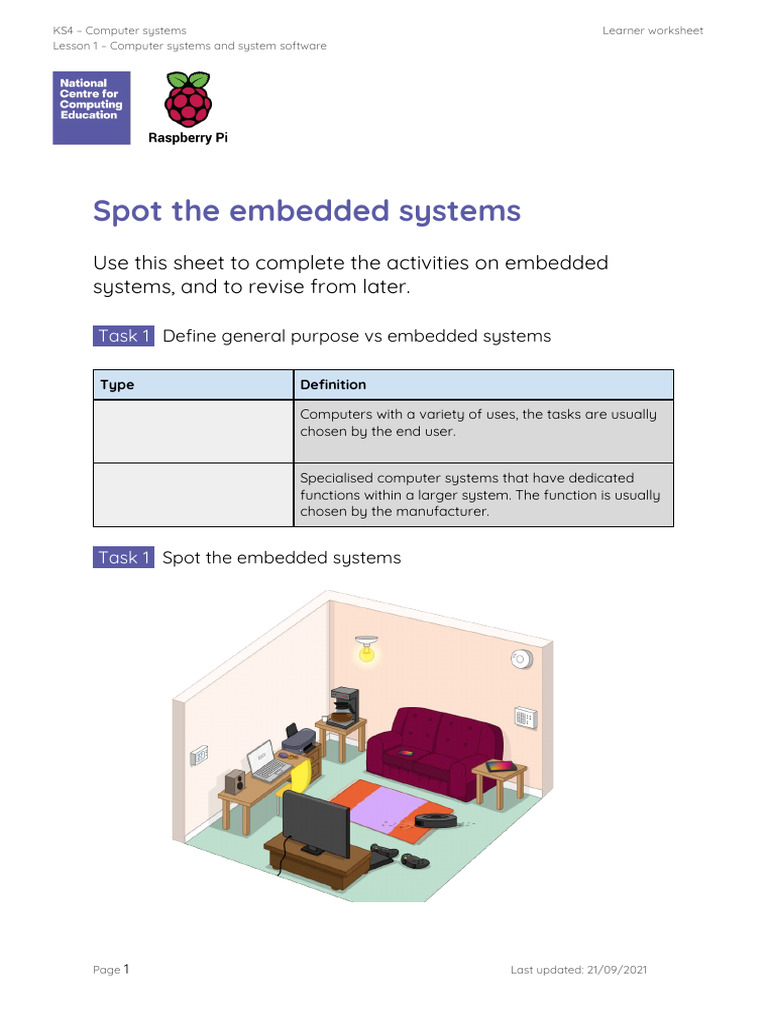 A1 Worksheet Spot The Embedded Systems | PDF