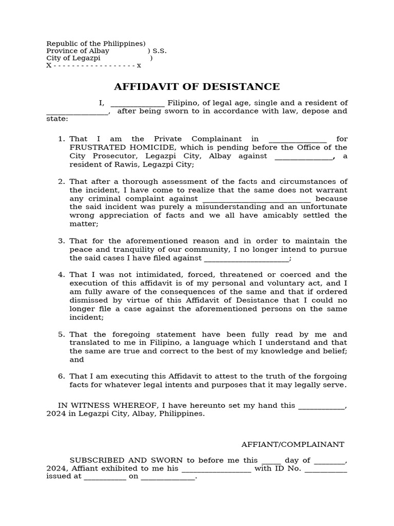 Affidavit of Desistance | PDF