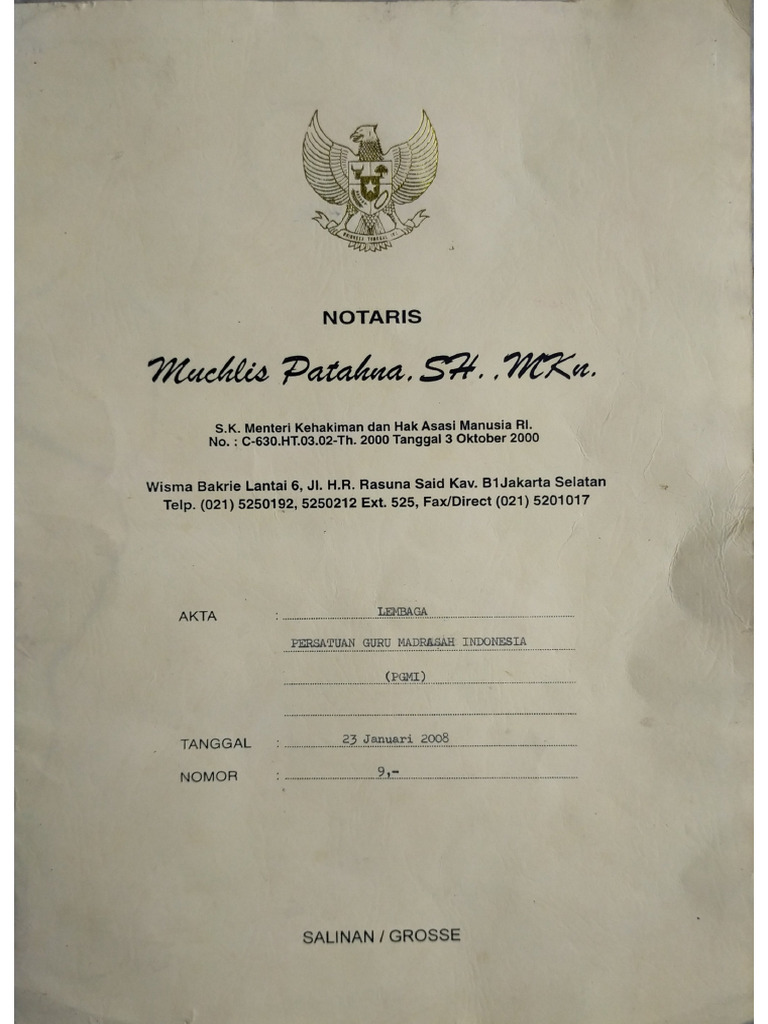 Akte Notaris PGMI TH 2008 | PDF