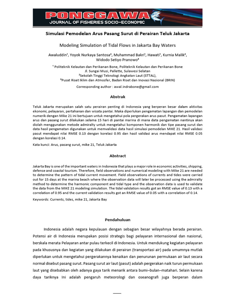 Modeling Simulation of Tidal Flows in Jakarta Bay Waters | PDF