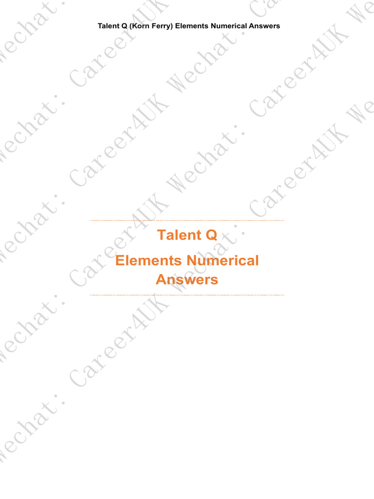 Talent Q Numerical Test Solutions | PDF