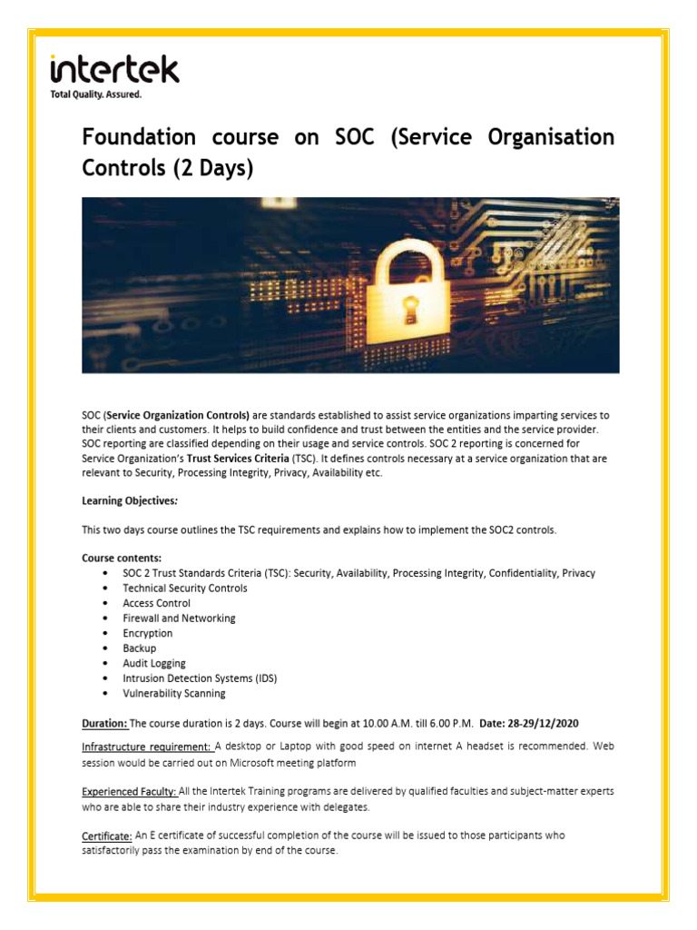 SOC Training brochure | PDF | Computing | Computer Security